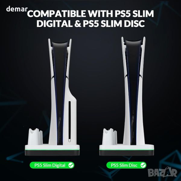 reiie многофункционална охлаждаща стойка PS5 Slim, за два контролера ...