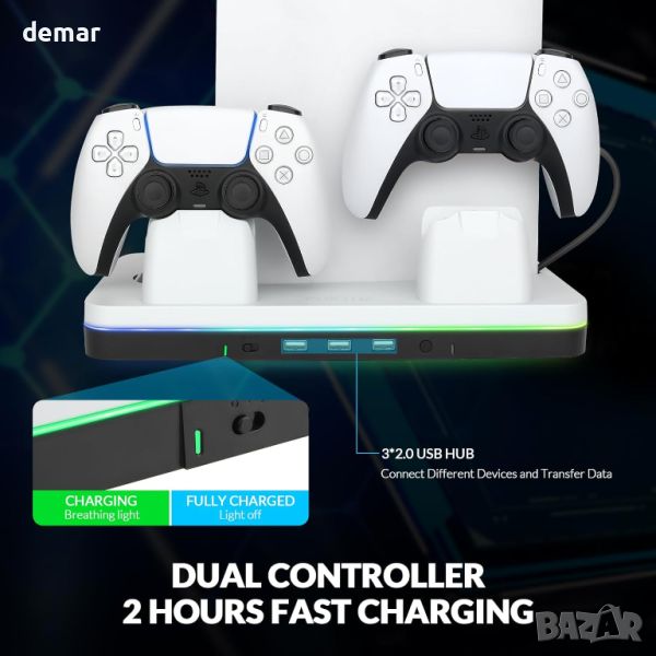 reiie многофункционална охлаждаща стойка PS5 Slim, за два контролера ...