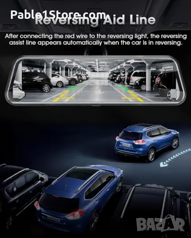 Огледало Dash Cam с камера за обратно виждане Двойна 1080P Dash Cam ...